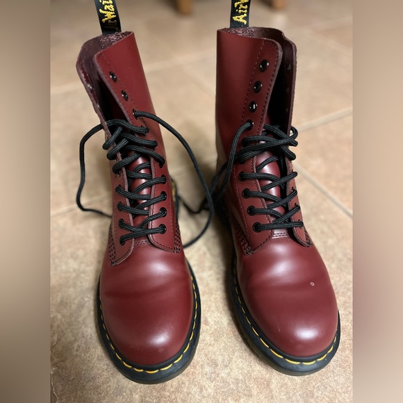 Dr. Martens | Shoes | Dr Martens Smooth Leather Lace Up Boots Cherry Red Smooth Leather Lace Up ...
